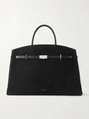 DEMELLIER The Hudson Leather-trimmed Suede Tote
