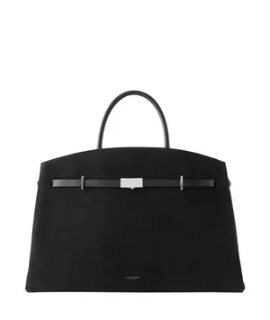 DEMELLIER The Hudson Leather-trimmed Suede Tote