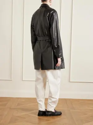 SSSTEIN Belted Leather Trench Coat