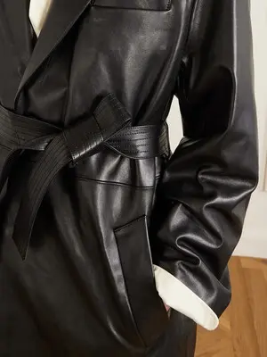 SSSTEIN Belted Leather Trench Coat