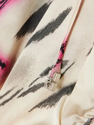 GANNI Tie-detailed Printed Satin Top - Multi