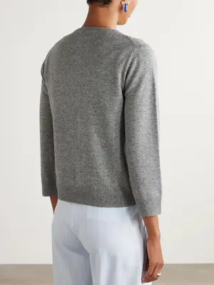 GANNI Logo-embroidered Argyle Merino Wool And Cashmere-blend Cardigan - Gray