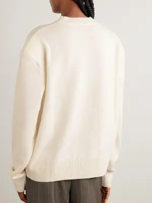 THE FRANKIE SHOP Rafaela Cropped Merino Wool And Cashmere-blend Sweater - Neutrals