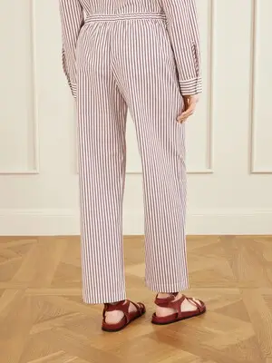 LIDO Striped Cotton-poplin Straight-leg Pants