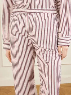 LIDO Striped Cotton-poplin Straight-leg Pants