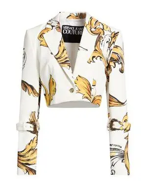 Versace Single-breasted Printed Cropped Blazer - White