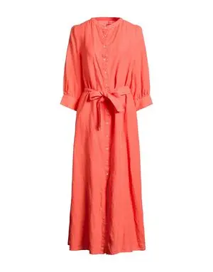 120% Lino Maxi Shirt Dress - Orange
