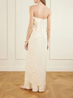 Johanna Ortiz Strapless Twisted Knotted Satin-jacquard Top - Neutrals