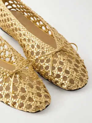 Le Monde Beryl Woven Leather Ballet Flats - Gold