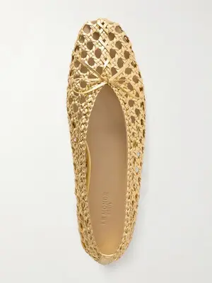 Le Monde Beryl Woven Leather Ballet Flats - Gold