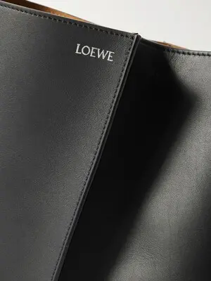 Loewe Bilbao Medium Pleated Leather Bucket Bag - Black