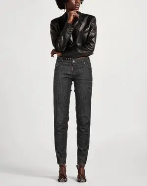 Dsquared2 Jeans In Cotton, Elastane, And Calfskin - Black