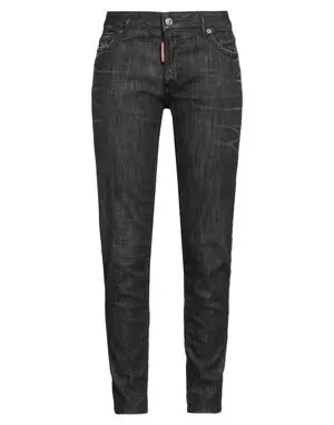 Dsquared2 Jeans In Cotton, Elastane, And Calfskin - Black
