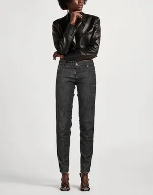Dsquared2 Jeans In Cotton, Elastane, And Calfskin - Black