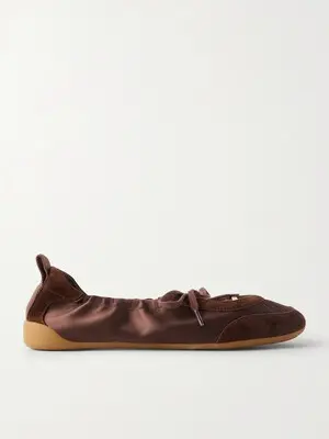 Chloé Kick Suede-trimmed Satin Sneakers - Brown