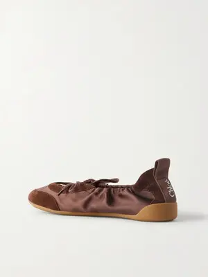 Chloé Kick Suede-trimmed Satin Sneakers - Brown