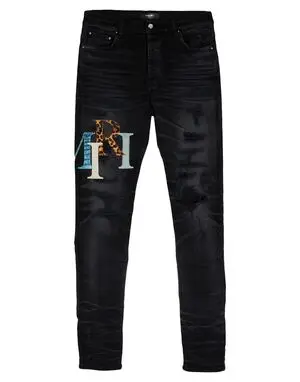 Amiri Skinny Jeans With Leather Trims