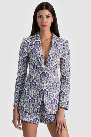 Alice + Olivia Breann Printed Blazer - Blue