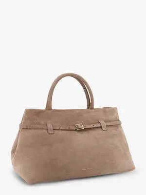 Manu Atelier Le Cambon 35 Suede Shoulder Bag - Grey