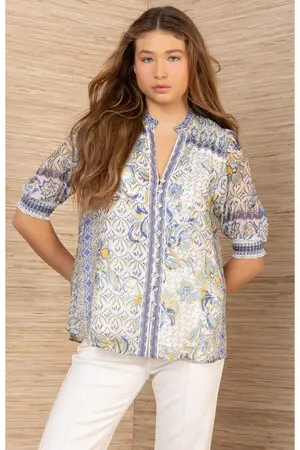 Hale Bob Maddie Chiffon Top - Blue