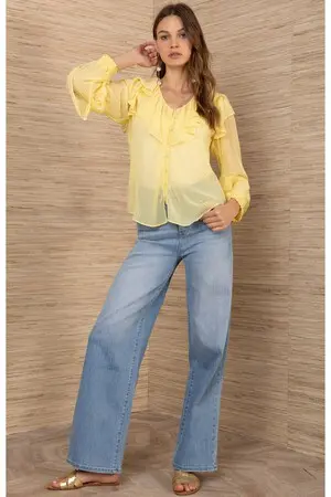 Hale Bob Axelle Chiffon Top - Yellow