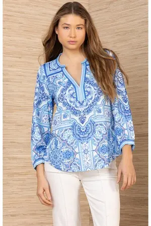 Hale Bob Callahan Matte Jersey Top - Blue