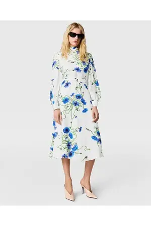 Stella McCartney Floral Print High Neck Dress - Blue