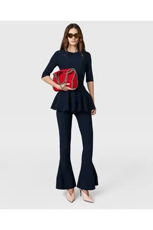 Stella McCartney Compact Knit Peplum Trousers - Black