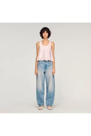 Sandro Faded Barrel Jeans - Blue