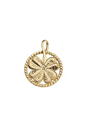 JANE WIN Lucky Clover Cutout Pendant Coin - Gold