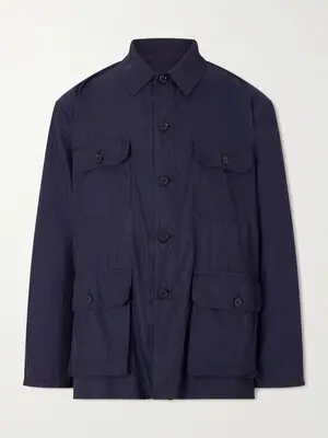 KAPTAIN SUNSHINE Safari Cotton And Silk-blend Overshirt - Blue