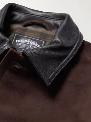 FRIZMWORKS Leather-trimmed Suede Jacket