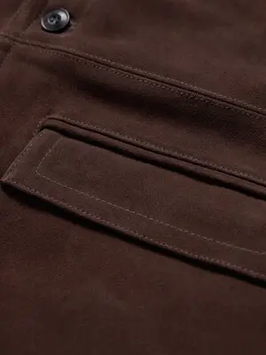 FRIZMWORKS Leather-trimmed Suede Jacket