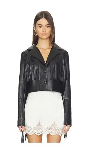 MORE TO COME Faux Leather Cropped Jacket