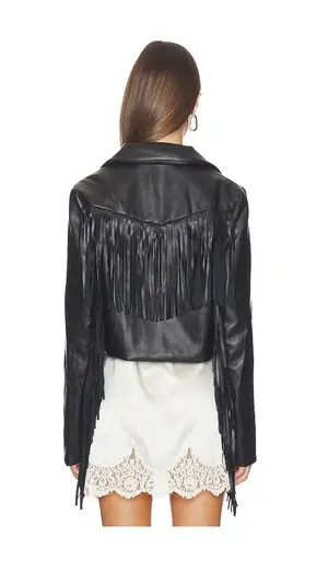 MORE TO COME Faux Leather Cropped Jacket