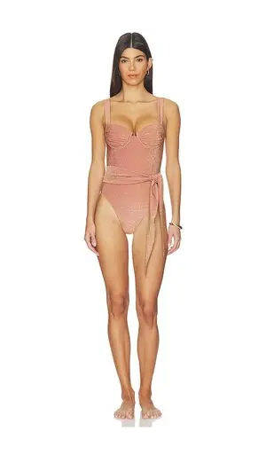 Devon Windsor Stephanie Metallic Full-piece Swimsuit - Rosanova