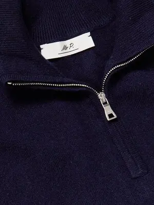 Mr P. James Cashmere Half-zip Sweater - Blue