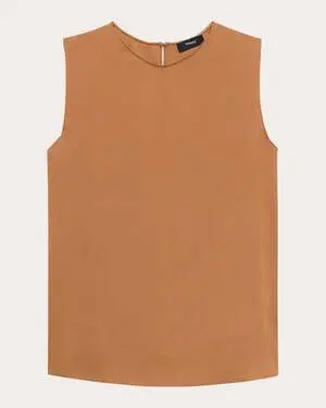 Theory Silk Georgette Shell Top - Brown