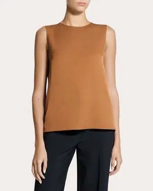 Theory Silk Georgette Shell Top - Brown