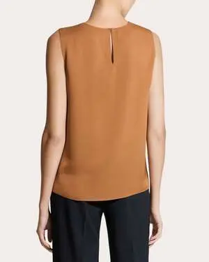 Theory Silk Georgette Shell Top - Brown