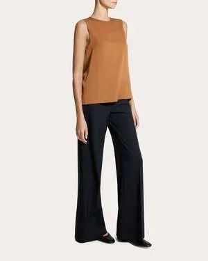 Theory Silk Georgette Shell Top - Brown