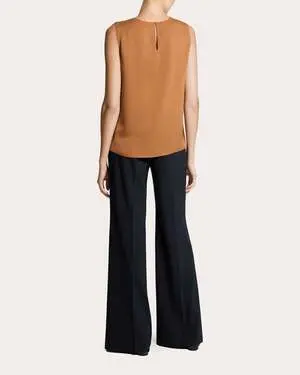 Theory Silk Georgette Shell Top - Brown