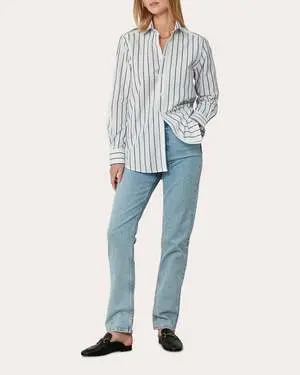 WITH NOTHING UNDERNEATH Boyfriend Stripe Organic Poplin Shirt