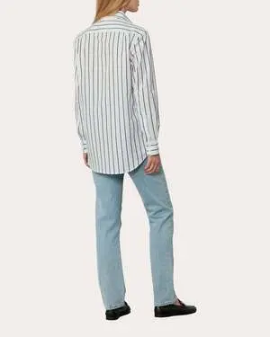 WITH NOTHING UNDERNEATH Boyfriend Stripe Organic Poplin Shirt