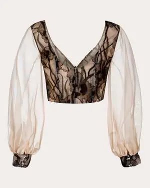 BYVARGA Leana Silk Organza Lace Corset Blouse