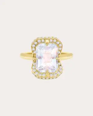 YI COLLECTION Moonstone & Diamond Ring - Rainbow