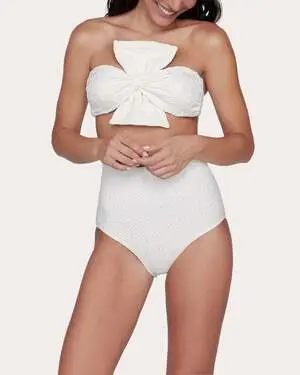 GIRLSMUSTHAVE Laila Jacquard Bow Bandeau Bikini Top