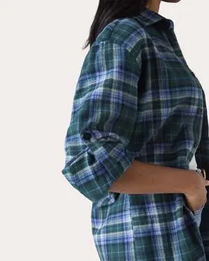 WITH NOTHING UNDERNEATH The Oversized Brushed Plaid Cotton Shirt - Multicolor