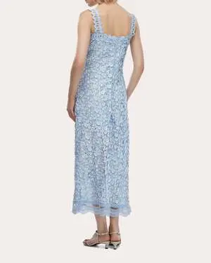 Waimari Centella Embroidered Floral Sequin Maxi Dress - Blue