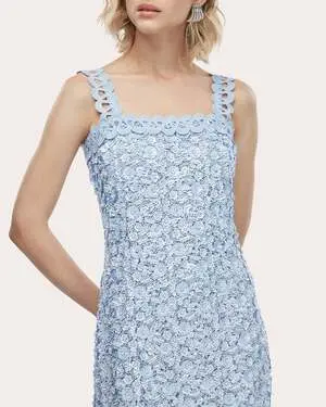 Waimari Centella Embroidered Floral Sequin Maxi Dress - Blue